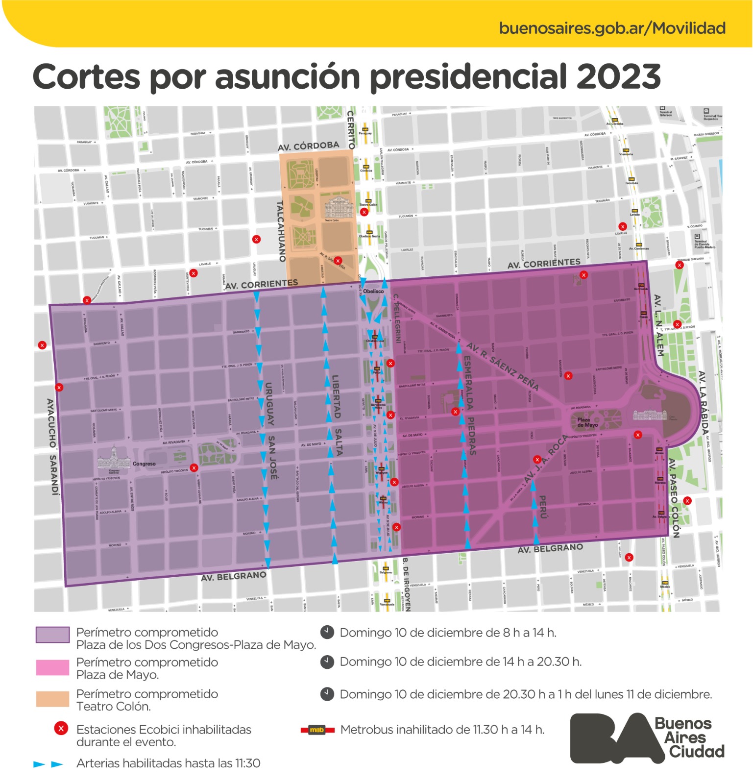 Asume Javier Milei: los cortes de tránsito - Rueda de Noticias